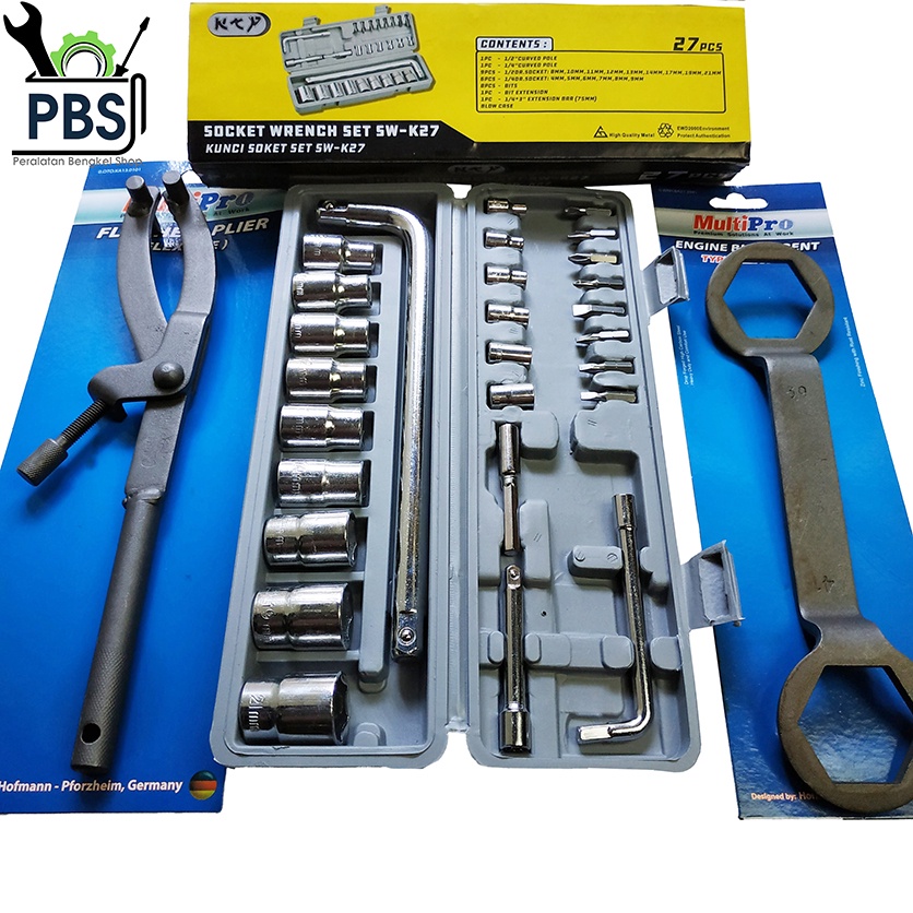 Jual Paket Hemat 3 PCS Kunci Tracker CVT + Kunci Pulley 39x41 + Kunci Sock 27 PCS | Shopee Indonesia