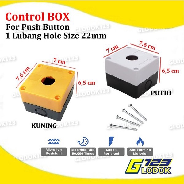 Jual Control Box Kotak Switch Push Button 1 2 3 4 Lubang 22mm Putih ...