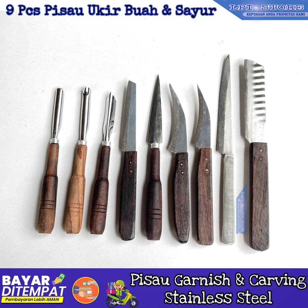 Jual pisau garnish buah dan sayur tumpeng / pisau carving isi 9 pcs ...