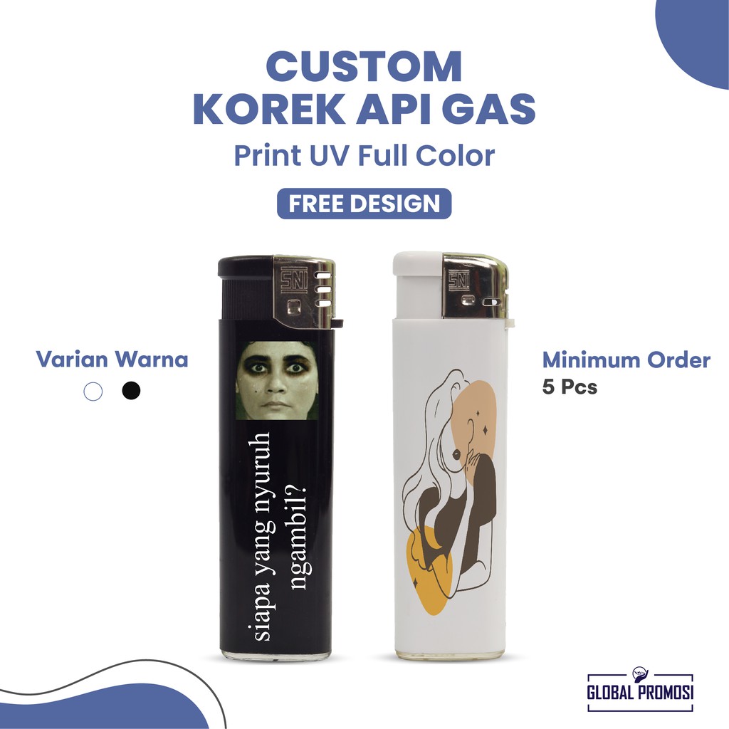 Korek Api Gas Custom Mancis Cetak/Print UV Promosi/Souvenir Full Color ...