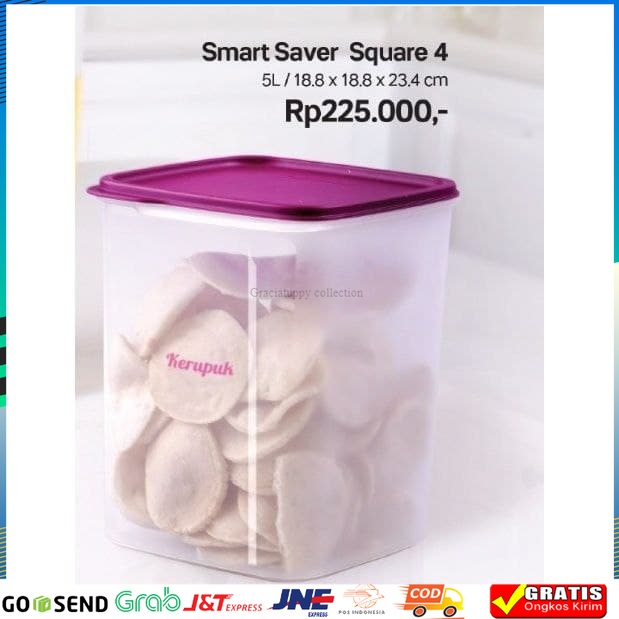 Jual TOPLES Smart Saver Square 4 kapasitas 5 L TUPPERWARE 1 PCS ...