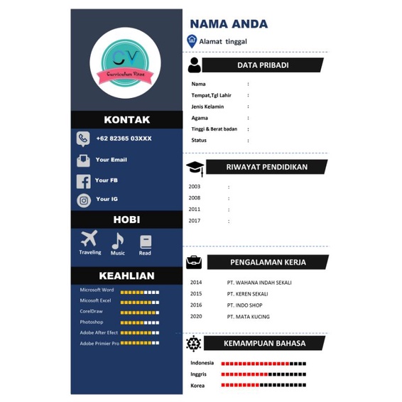 Jual Desain CV 2 Premium Paket Lengkap! (Lamaran Kerja, CV, dan Berkas ...