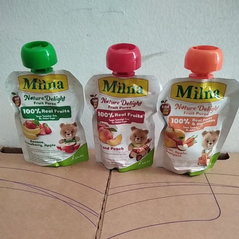 Jual MILNA NATURE DELIGHT FRUIT PUREE 80GR/80 GR/JUS BUAH BAYI/MPASI ...