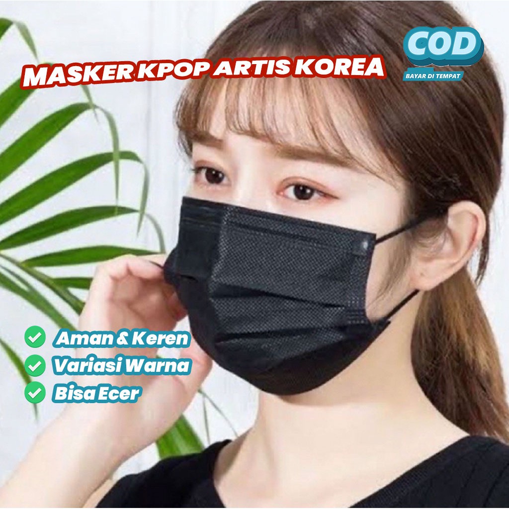 Jual Masker 3 Ply KPOP Artis Korea Disposable Facemask Earloop Warna ...