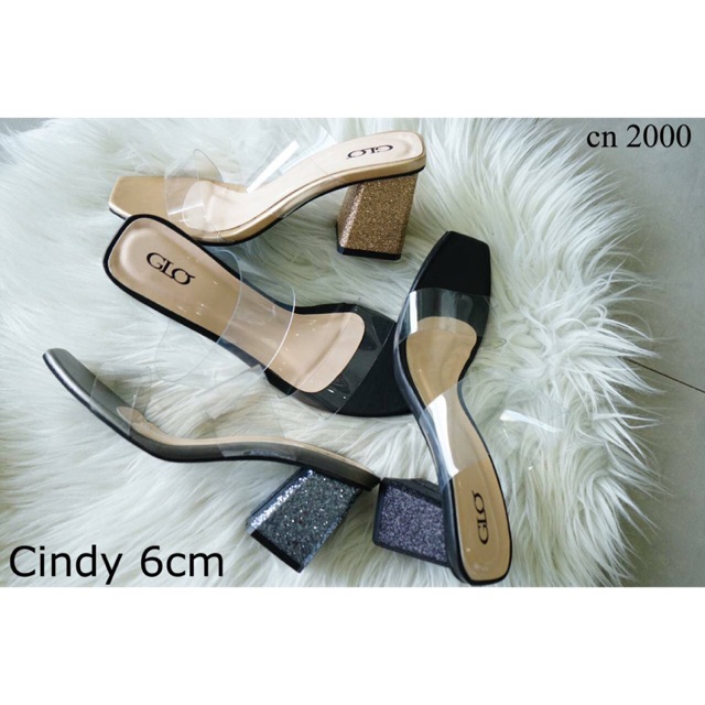 Jual Sandal wedges mika bening hak 6cm kotak kekinian Cindy | Shopee ...
