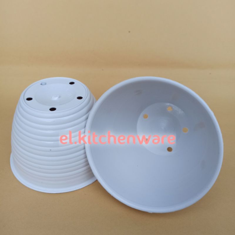 Jual pot mini 12cm - pot tanaman motif tawon - pot putih plastik ...
