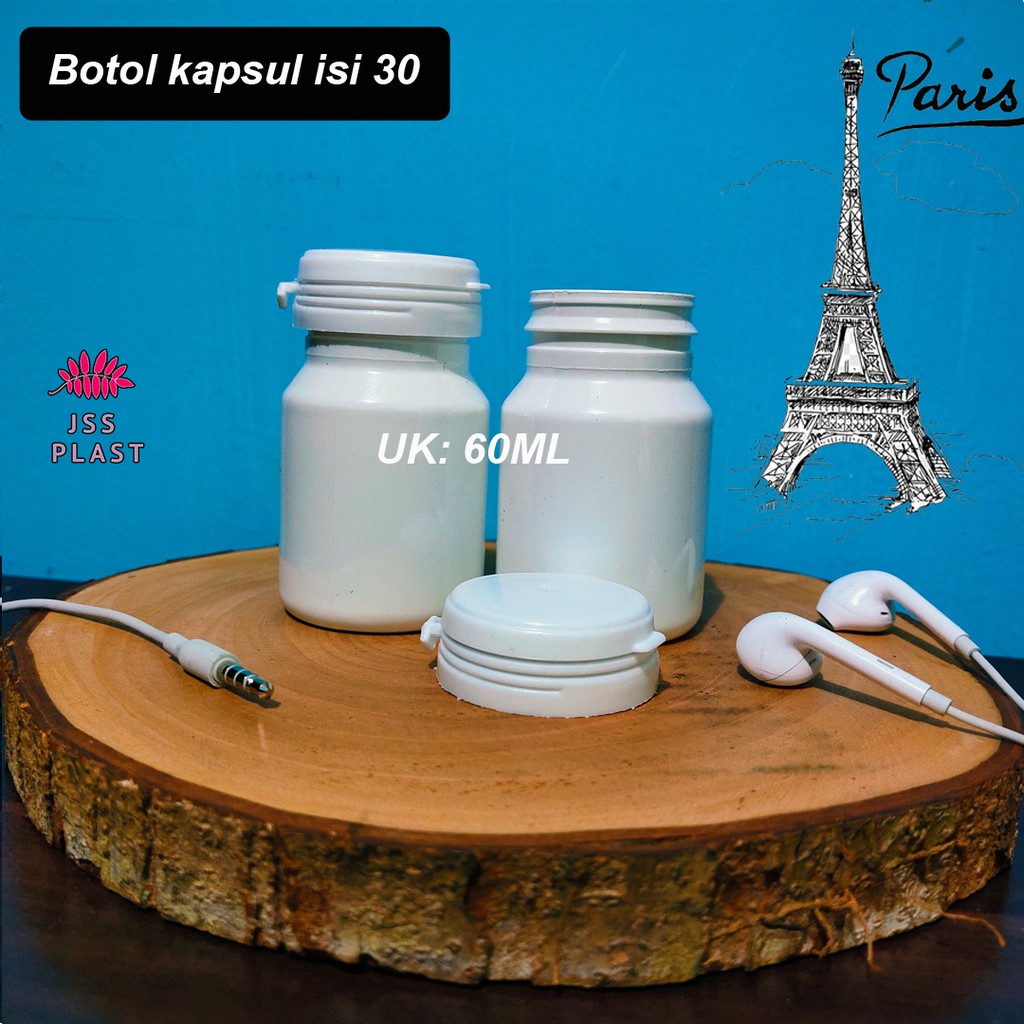 Jual Botol Kapsul Isi 30 Ukuran 60ML Bulat Putih flip top | Shopee ...