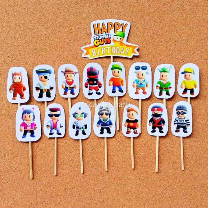 Jual TOPPER CAKE STUMBLE GUYS ISI 16 PCS HIASAN KUE DEKORASI GAMBAR ...