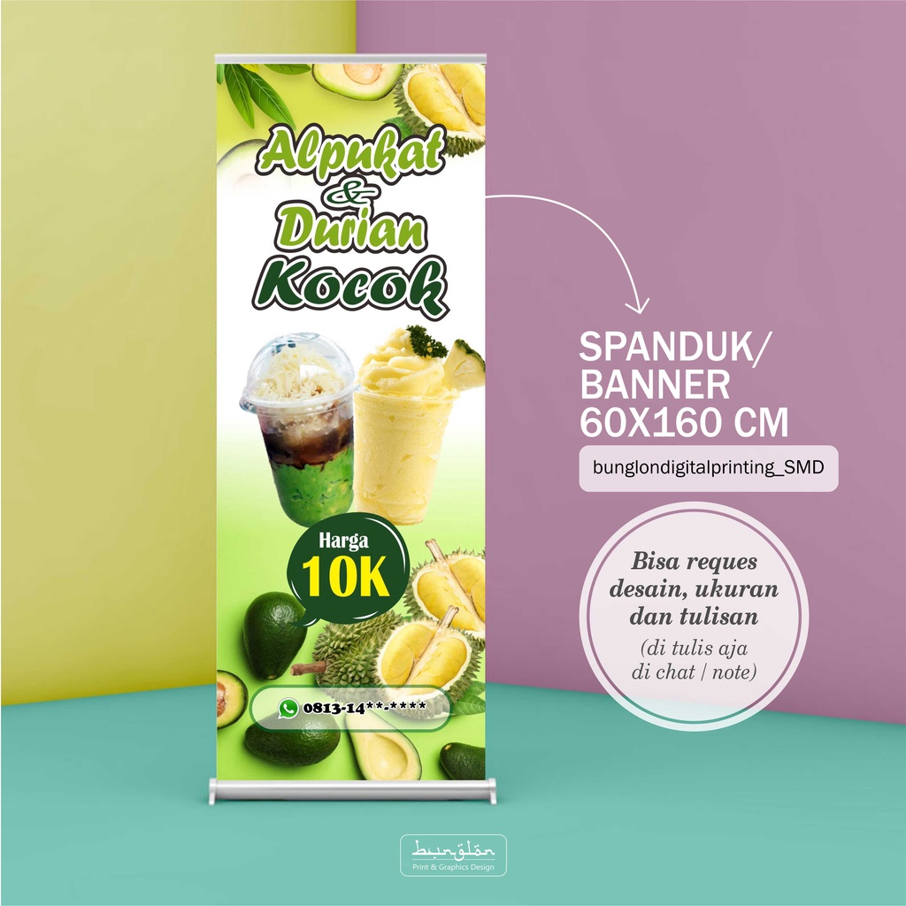 Jual Size 60x160 Cm, Spanduk Banner Alpukat Kocok, Durian kocok ...