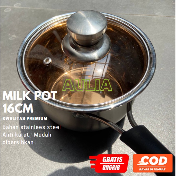 Jual Panci susu mie mi TUTUP KACA stenlis milk pot stainless steel ...