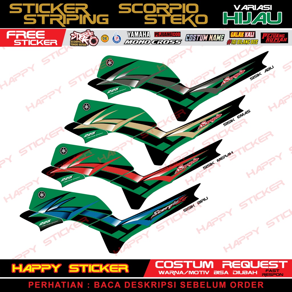 Jual Stiker Striping Scorpio Steko Variasi Hijau | Shopee Indonesia