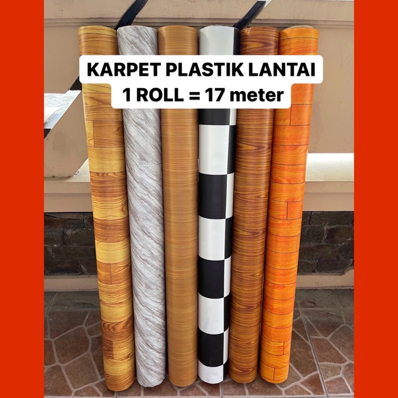 Jual KARPET PLASTIK LANTAI VINYL 1 ROLL (17 meter) / TAPLAK MEJA | Shopee Indonesia