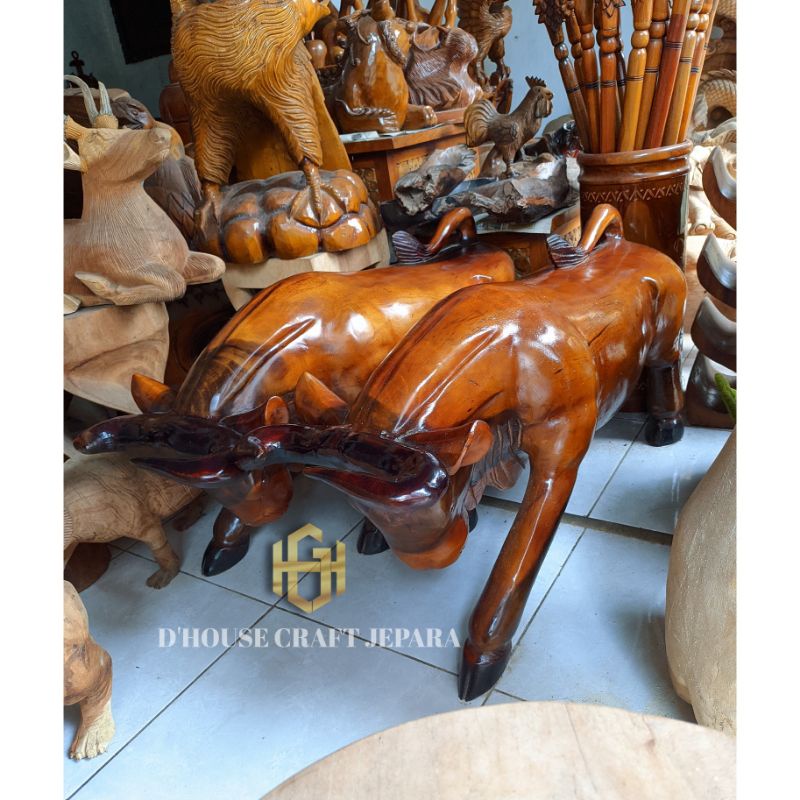 Jual Patung Banteng Pajangan Ruangan Kayu Trembesi Utuh | Shopee Indonesia