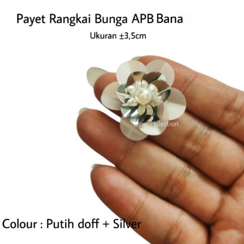 Jual payet bunga 3d rangkai APB Bana putih doff silver 3cm 4cm | Shopee ...