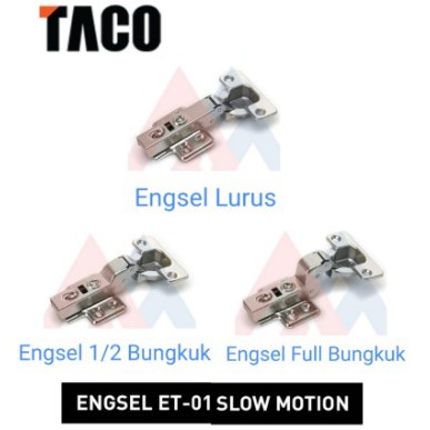 Jual Taco ET01 Engsel Sendok Slow Motion Soft Closing Hinge Lurus Bkk ...