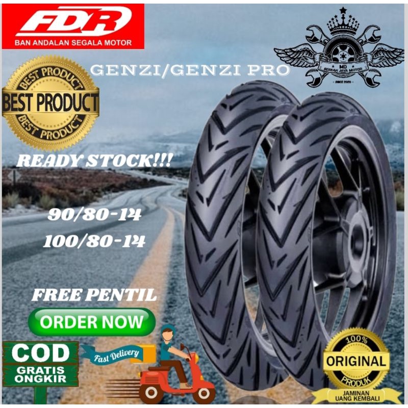 Jual Paket ban tubeless fdr genzi/pro 90/80 14 & 100/80 14 free pentil | Shopee Indonesia