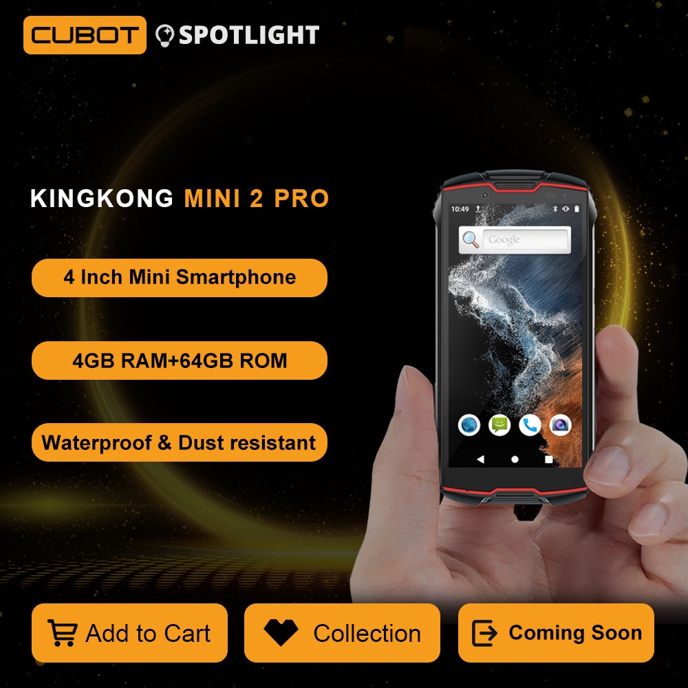Jual Cubot KingKong MINI 2 Pro, 4" Waterproof Mini Smartphone, 4GB+64GB(128GB Extended), Dual ...