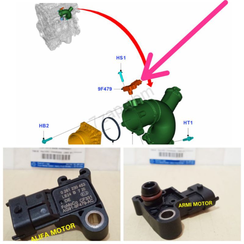 Jual Map Sensor Ford Ranger 2.2 cc & 3.2 cc Original Ford Manifold ...