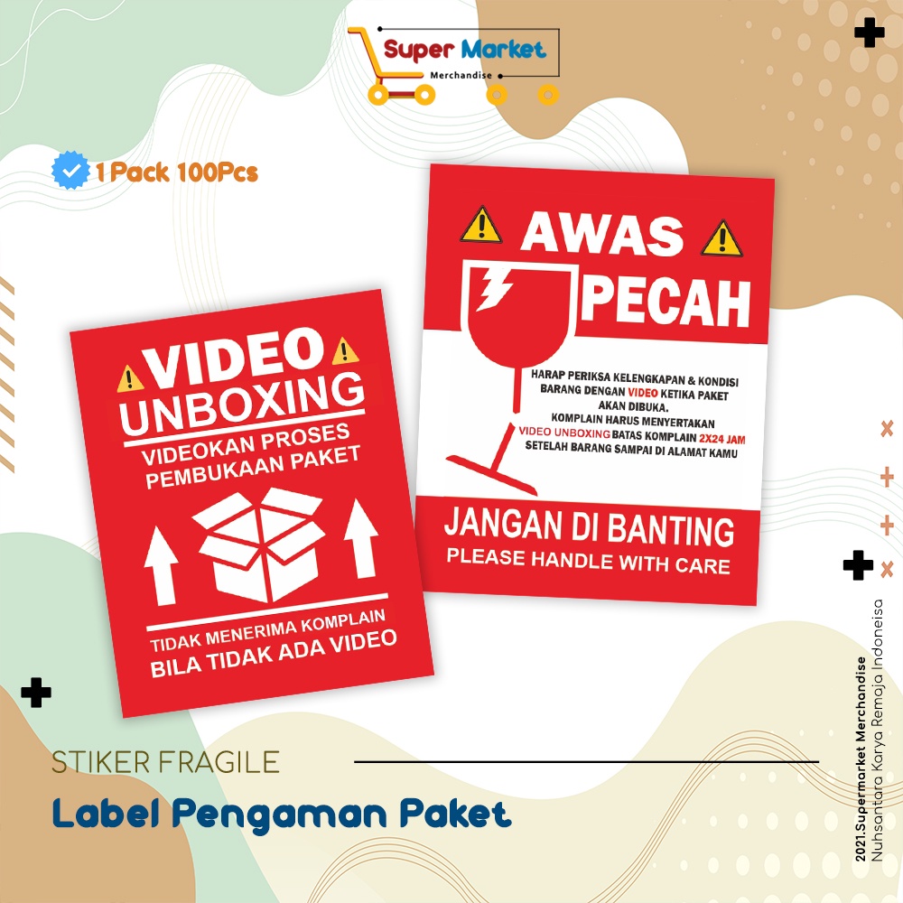 Jual Sticker Peringatan Unboxing / Stiker Unboxing / Label Video ...