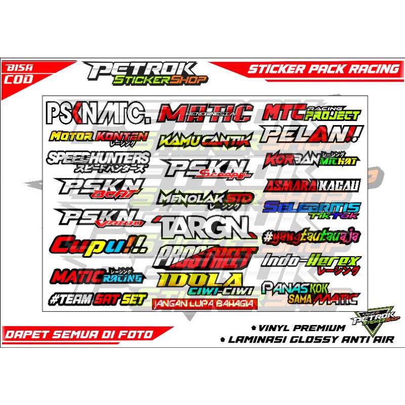 Jual STICKER PACK KATA KATA RACING STIKER MATIC STIKER HELM STIKER ...