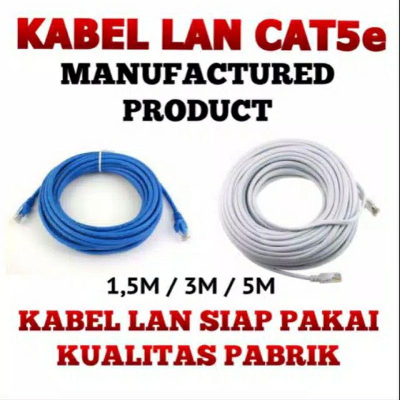 Jual KABEL LAN CAT5e / CAT5 1,5M / 3M / 5M RJ45 UTP (PRODUK SIAP PAKAI ...
