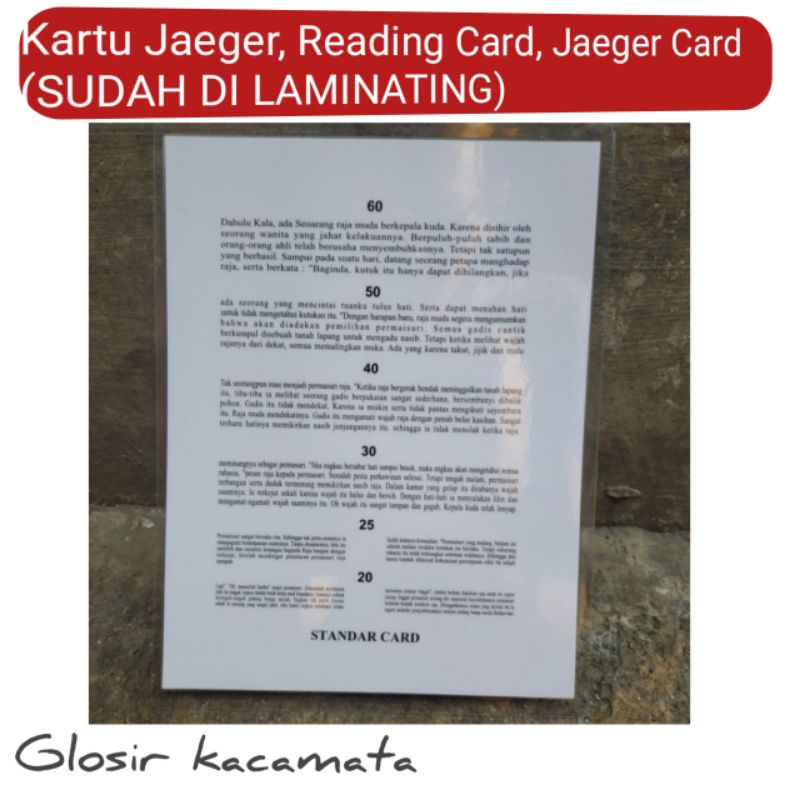 Jual Kartu Jaeger, Reading Card, Jaeger Card (SUDAH DI LAMINATING) | Shopee Indonesia