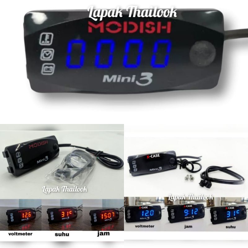 Jual Voltmeter Motor Jam Digital Suhu 3 In 1 Voltmeter Amper Aki Jam Digital Indonesia|Shopee ...