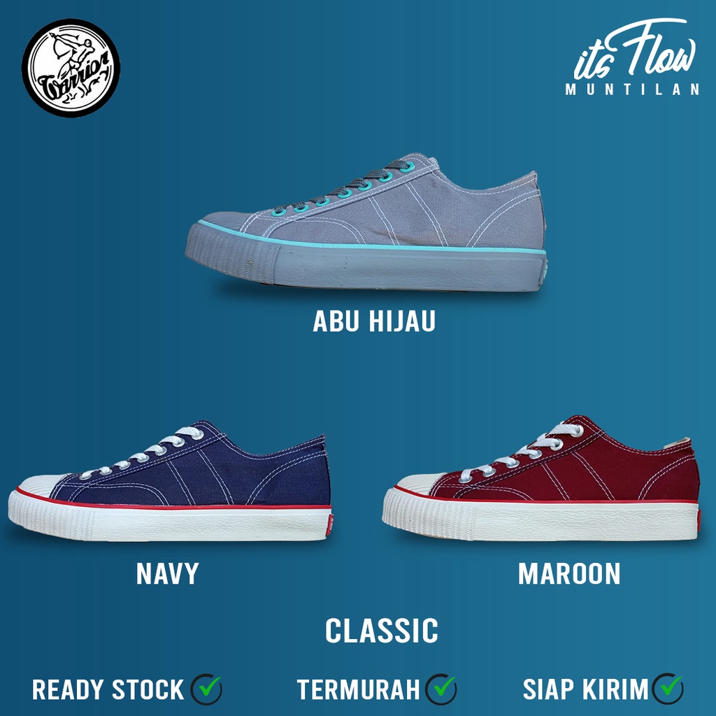 Jual Sepatu Warrior Classic Low Warna Navy Abu/Hijau Maroon Original ...