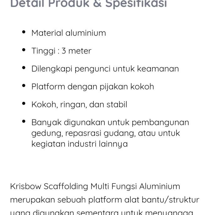 Harga krisbow scaffolding multifungsi Terbaru Sep 2024 |BigGo Indonesia