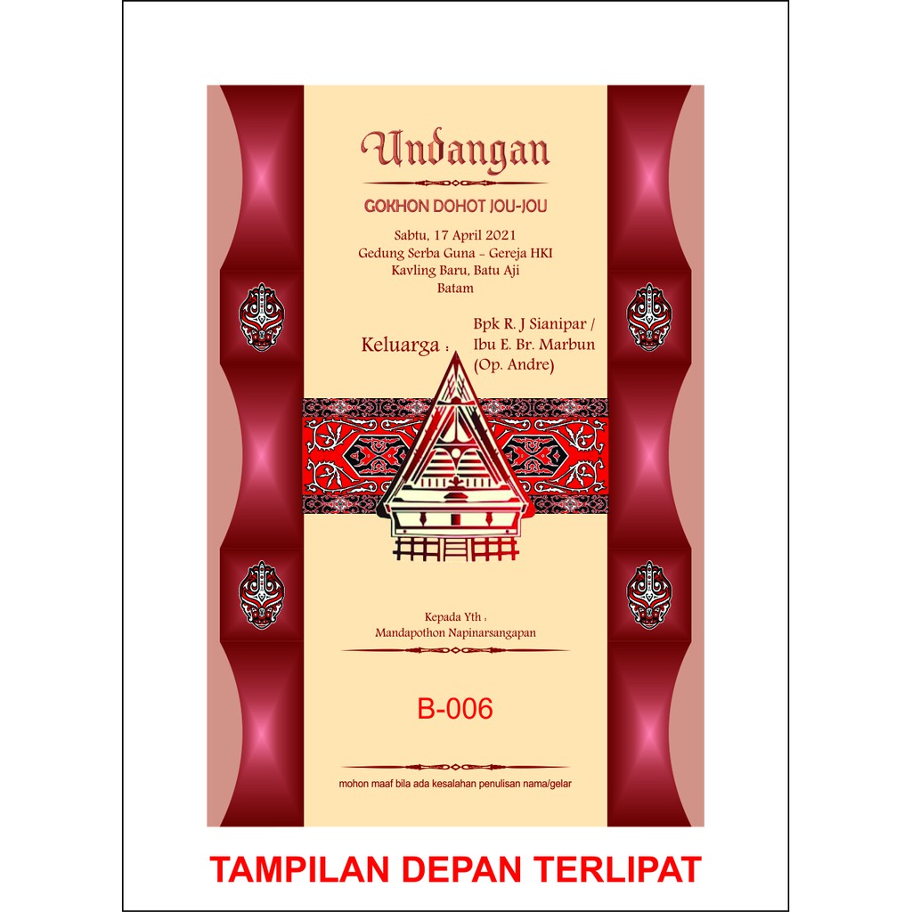 Jual undangan pernikahan Batak B-006 - kampung kreasi | Shopee Indonesia