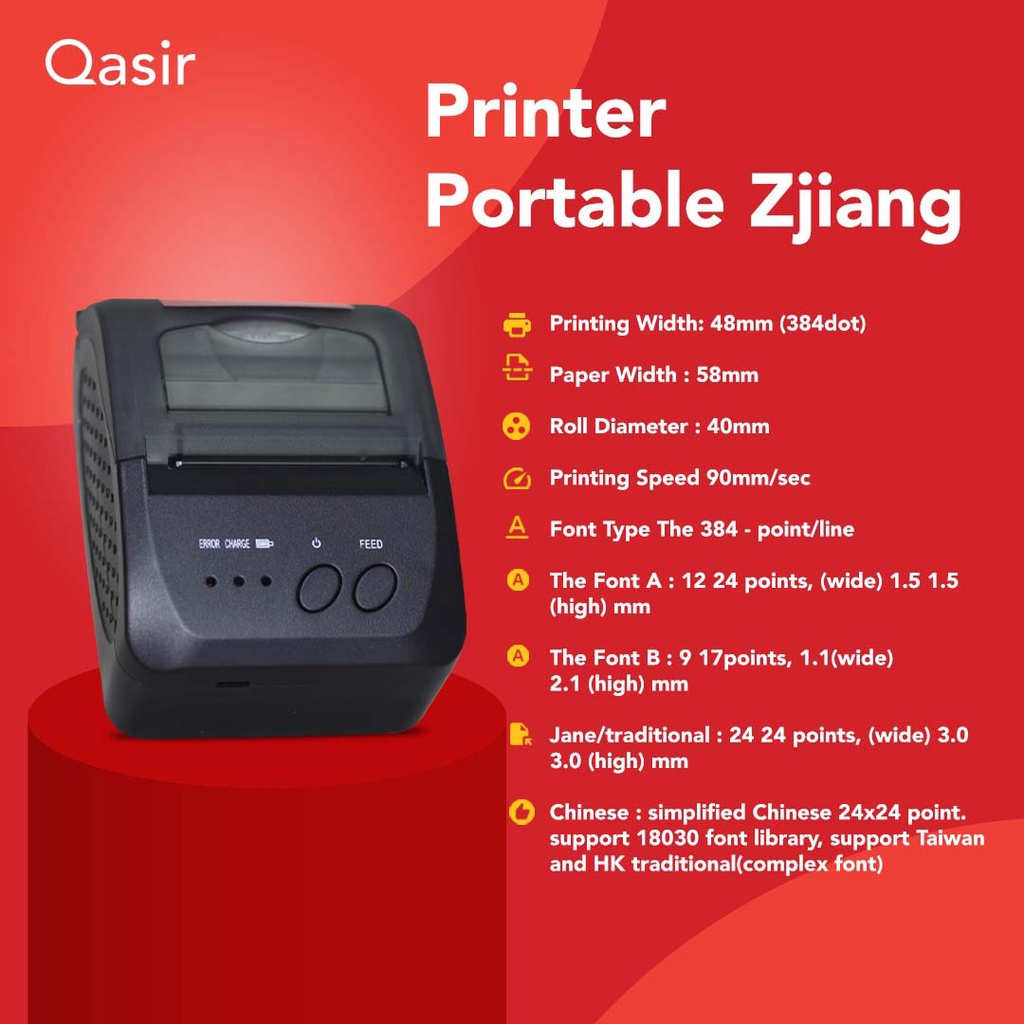 Jual Printer Bluetooth Kasir + 10 Roll Paper Thermal Besar / ZJ 5809 | Shopee Indonesia