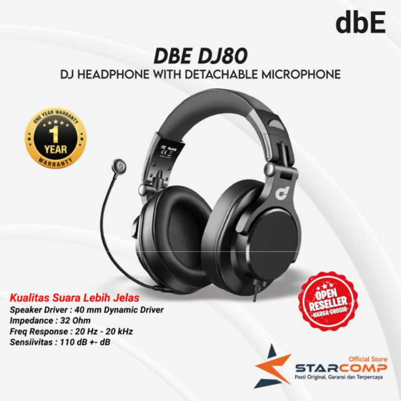 Jual dbE DJ80 Foldable DJ Headphone with Detachable Microphone ...