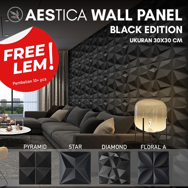 Jual 3D PVC Wall panel Hitam/Black Aestica Dinding 30X30 CM | Dekor ...