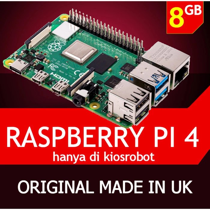 Jual Board Raspberry Pi 4 RAM 8GB Mini PC Server Raspi Pi4 Made in UK ...