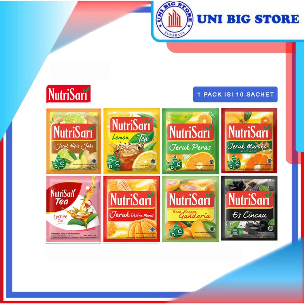 Jual NutriSari Minuman Serbuk Instan 10 Sachet Jeruk Anggur Lychee All ...