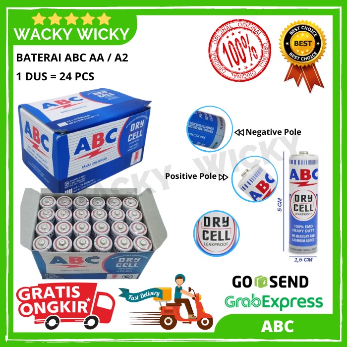 Jual Batre Baterai Battery ABC Biru Dry Cell AA / A2 / R06 - Isi 24 Pcs ...