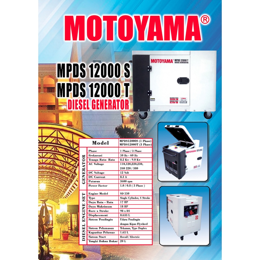 Jual Motoyama Mesin Genset Ultra Silent Diesel Generator MPDS 12000 S ...