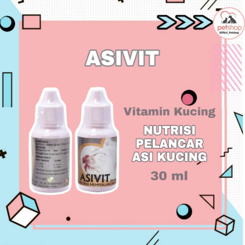 Jual Asivit Drop 30ml Vitamin Memperlancar Asi Induk Kucing Cat ...