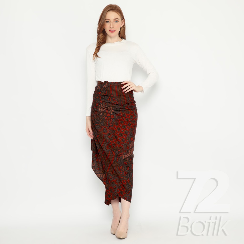 Jual ROK BATIK SPAN Skirt Lilit Kebaya Instan Modern Wanita Warna Merah ...