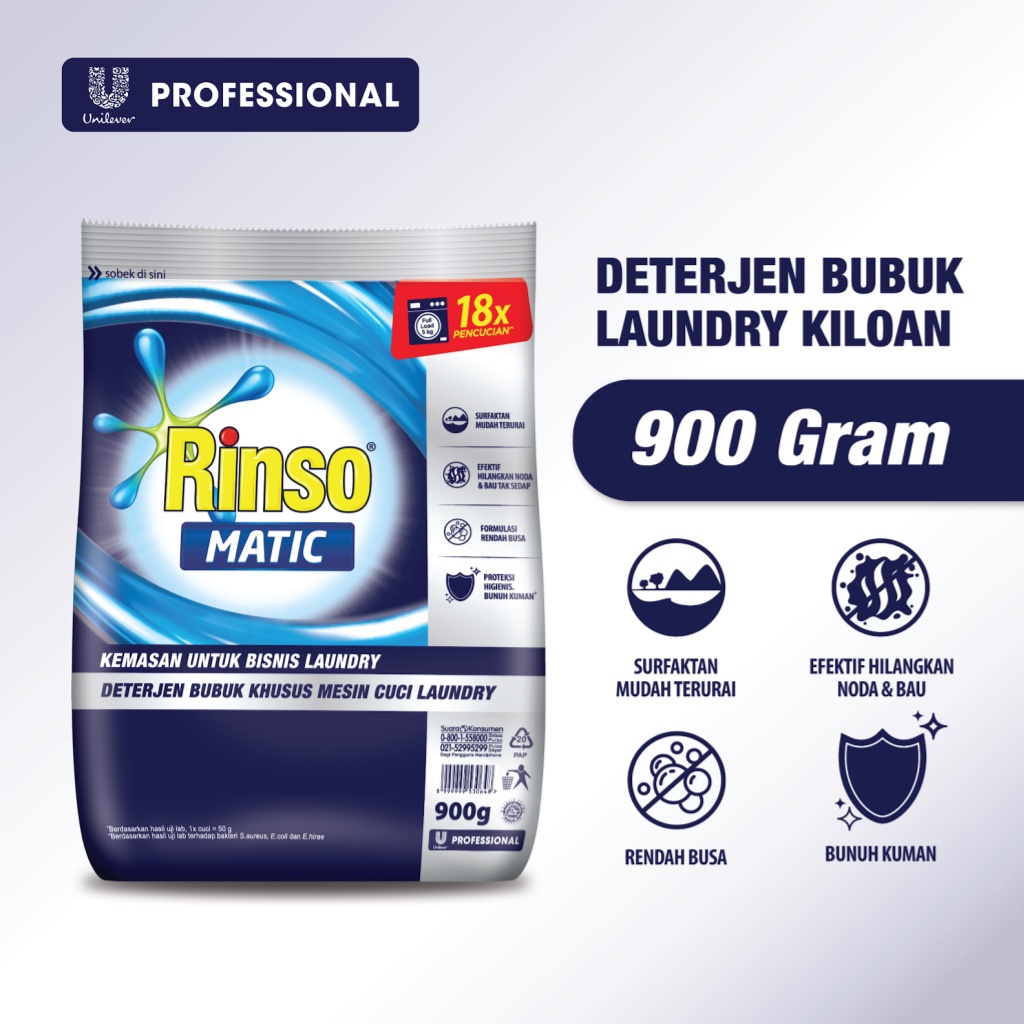 Jual Rinso Matic Professional Deterjen Bubuk 900 g | Shopee Indonesia