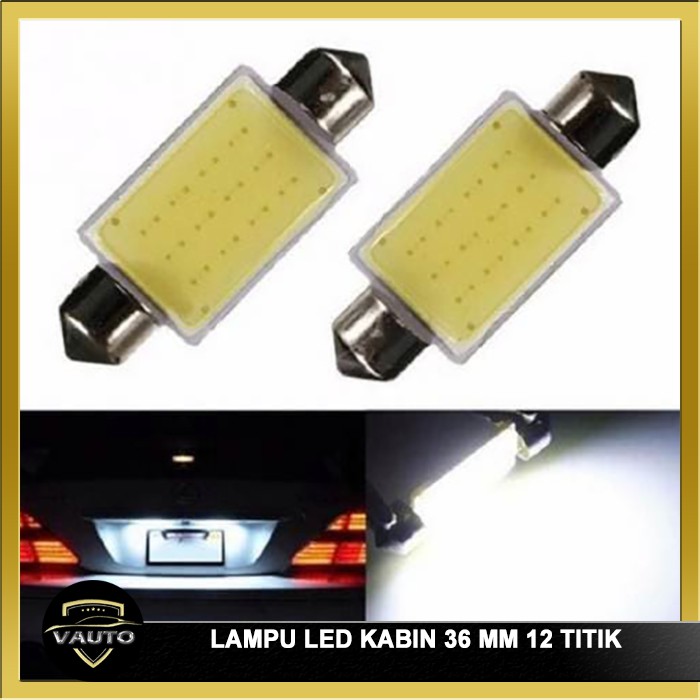 LAMPU KABIN 12 LED PUTIH UNIVERSAL LAMPU PLAFON MOBIL 36MM SIZE M ...