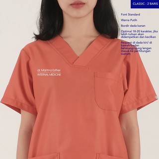 BORDIR NAMA Doctor’s Scrub / Set Baju Celana Jaga Perawat / Dokter ...