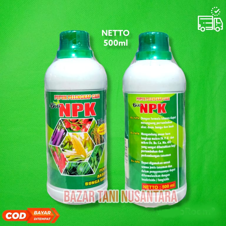 Jual bio NPK plus 500 ml pupuk cair penyubur akar daun batang bunga buah tanaman pangan dan hias ...