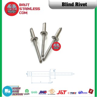 Jual BLIND RIVET - PAKU RIVET STAINLESS SS304 1/8"X5/16" (3,2MM X 8MM ...