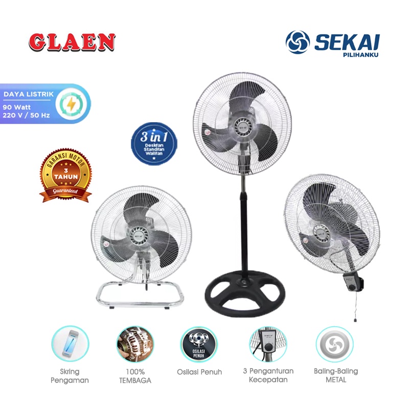 Jual Kipas Angin Besi Tornado Sekai 3 in 1 IST-1851 |Multi Fan Besi Sekai 18 inch | Shopee Indonesia