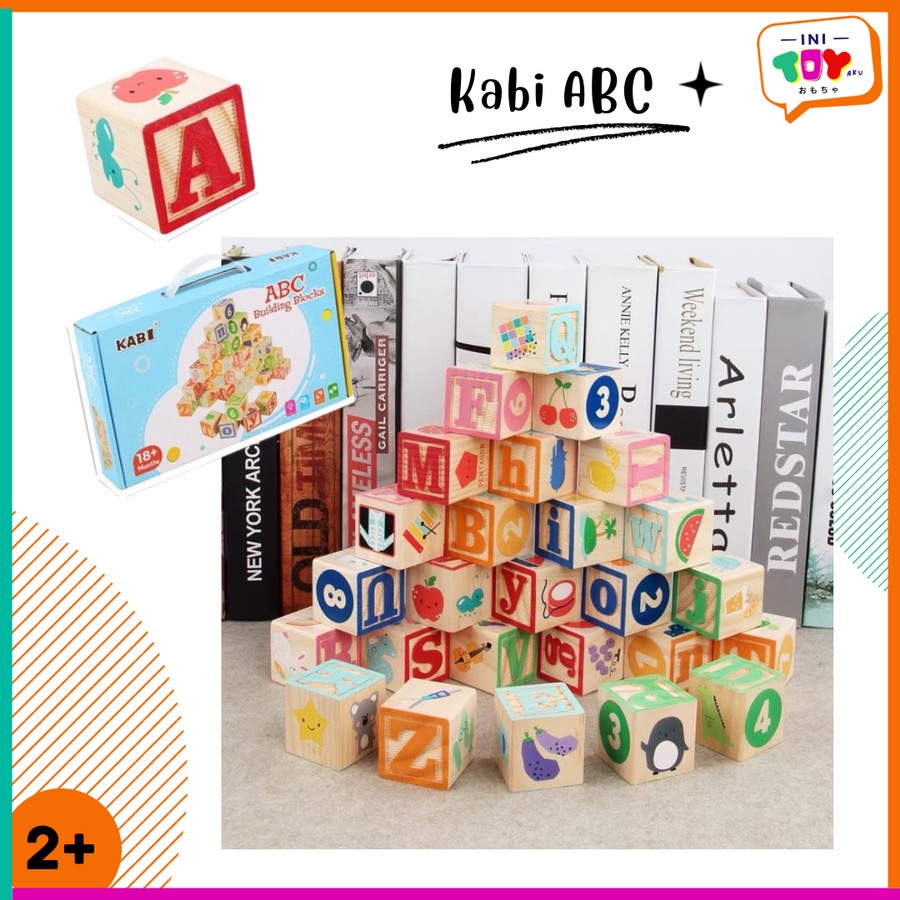 Jual ABC balok kayu huruf angka kabi abc building blocks mainan edukasi ...