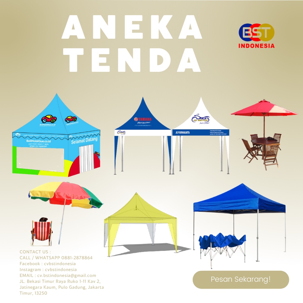 Jual TIRAI DINDING TENDA PIRAMID / KERUCUT / LIPAT 3X3 PRINTING BISA ...