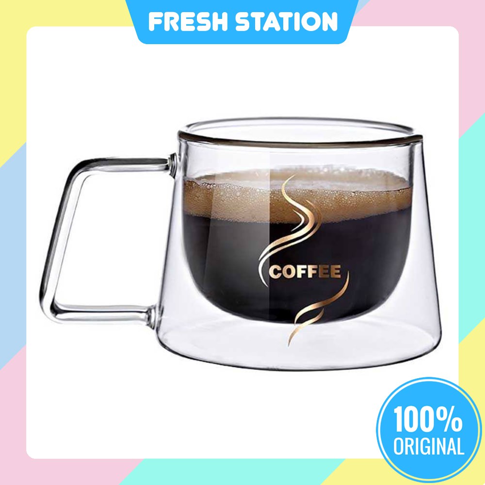 Jual Gelas Double Wall Layer Mug Kopi Tahan Panas Anti Panas 200ml | Shopee Indonesia