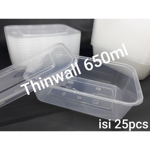 Jual ThinWall Food Container / Box Container Rectangle / Box Persegi Panjang 650 ML (Random Merk ...