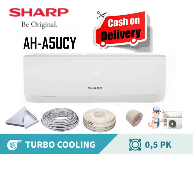 Jual AC SHARP 1/2 PK AH-A5UCY TURBO SERIES R 32 DAYA 350 WATT + PASANG ...